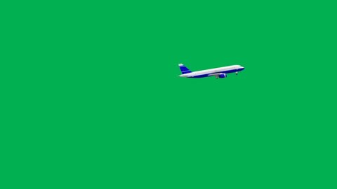 Flying Aeroplane Motion Graphics Green Screen Stock Footage Video (100% ...