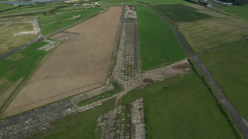 aerial view runways abandoned ww2 airfield Stock Footage Video (100% ...