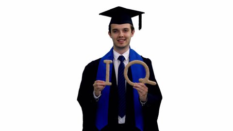 Smart Graduating Student Showing Iq Symbol Stock Footage Video (100% ...