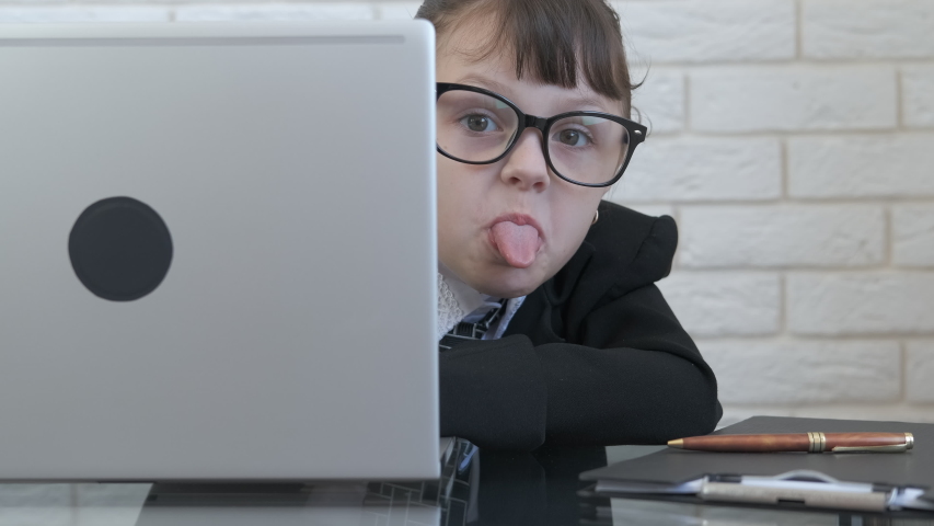 Child Computer Work with Happiness. Stock Footage Video (100% Royalty ...