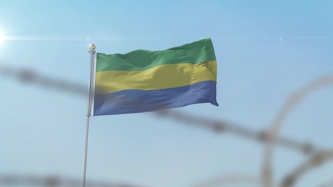 Flying Flag Gabon Behind Barbed Wire Stock Footage Video (100% Royalty ...