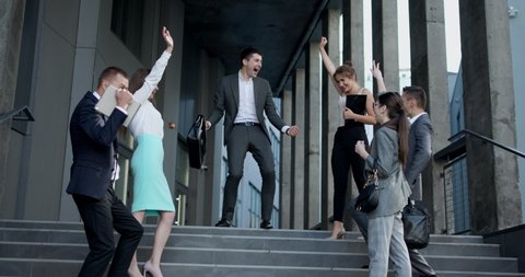 happy leader motivate diverse employees business Stock Footage Video ...