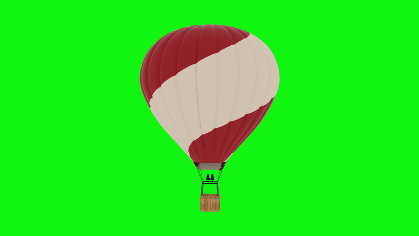 Hot Air Balloon Flying Animation Green 库存影片视频（100% 免版税）1057639333 ...