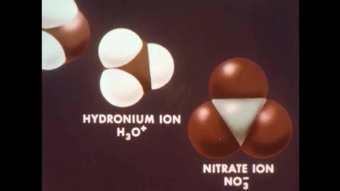 Circa 1960s Hydronium Ion Nitrate Ion Stock Footage Video (100% Royalty ...