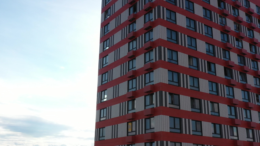 modern red white high-rise building unusual Stock Footage Video (100% ...