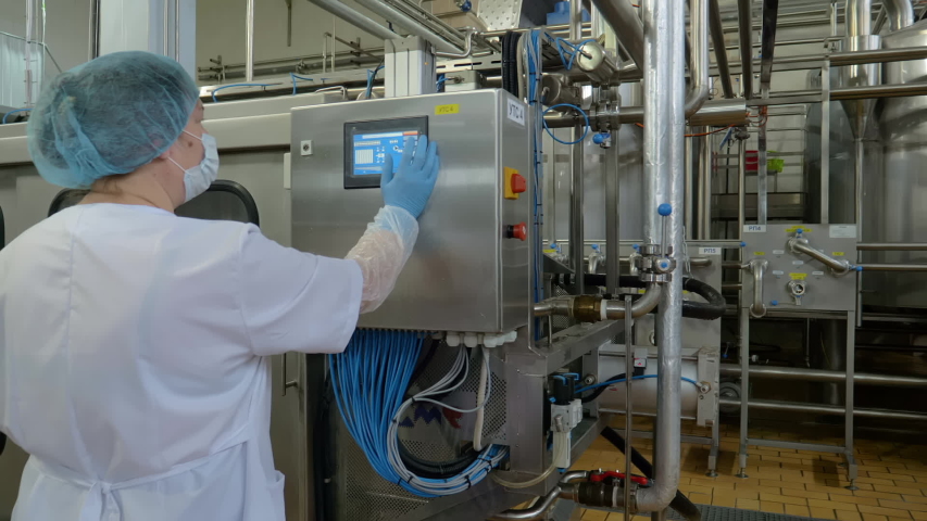 modern milk production factory woman works Stock Footage Video (100% ...