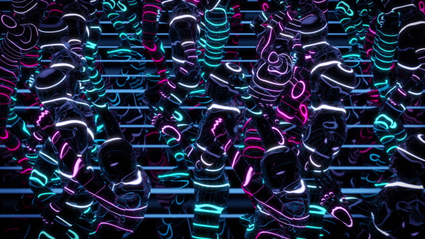 Neon Futuristic Crowd Dancing and Stock Footage Video (100% Royalty ...