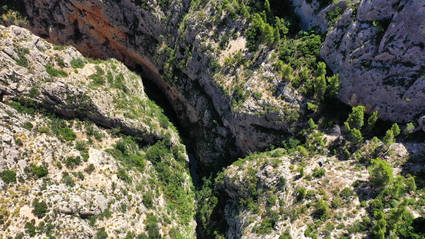 aerial view narrow gorge between cliffs Stock Footage Video (100% ...