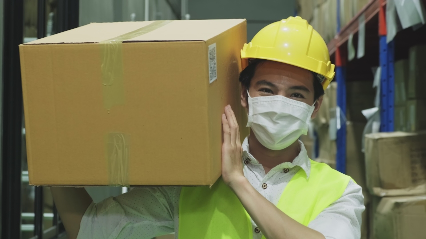 asian male worker wear mask work Stock Footage Video (100% Royalty-free ...