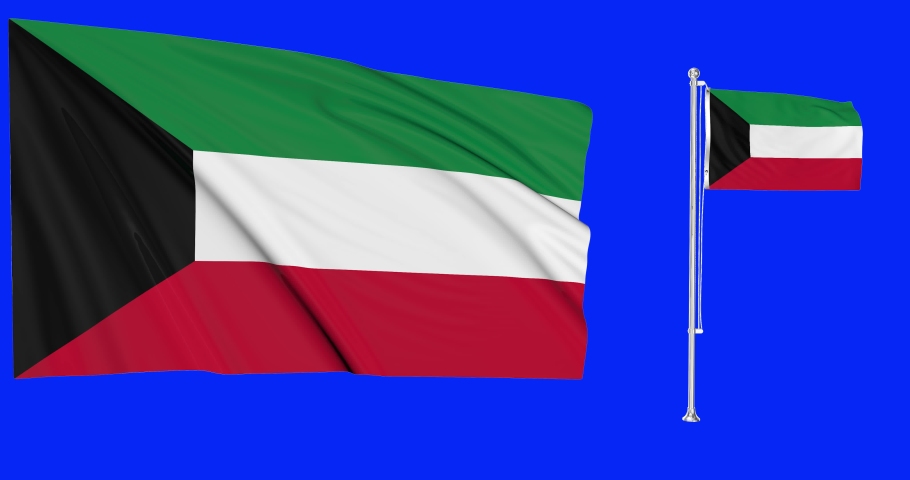Kuwait Flags Waving in the Stock Footage Video (100% Royalty-free ...