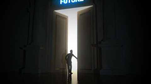 Silhouetted Man Approaches Large Double Door Stock Footage Video (100% ...