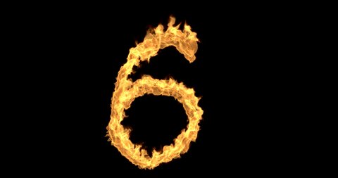 Burning Number Six On Transparent Background Stock Footage Video (100% ...
