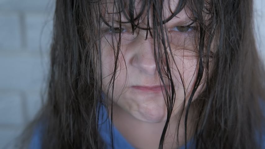 angry grumpy face sad child looking Stock Footage Video (100% Royalty ...