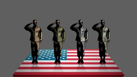 Animation Four Figures Soldiers Saluting Words Stock Footage Video (100 ...