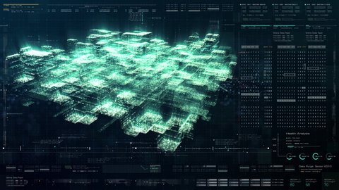 Futuristic Holographic Data Sequence Simulation Artificial Stock Footage Video (100% Royalty ...