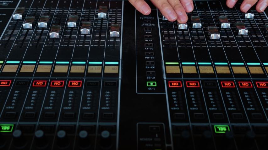 sound engineer moving sliders radio station Stock Footage Video (100% ...