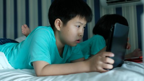 Asian Chinese Boy Playing Smartphone Kid Stock Footage Video (100% ...