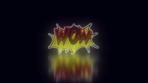 Wow Neon Sign Light On Black Stock Footage Video (100% Royalty-free ...