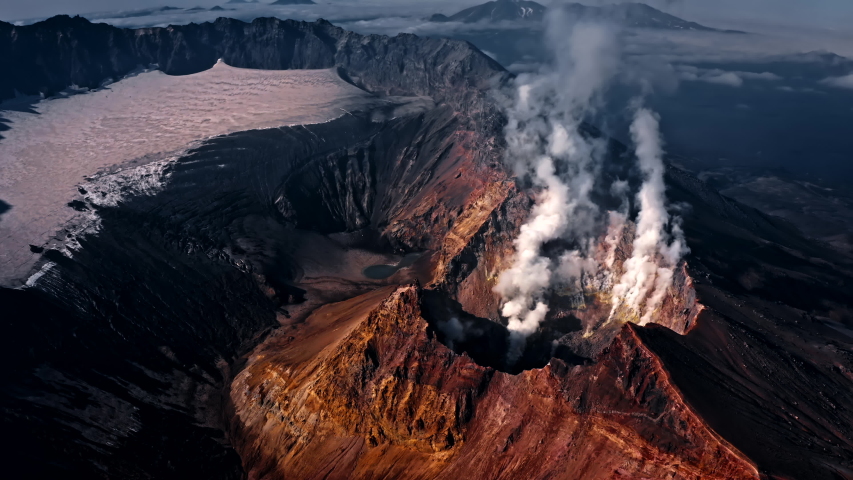 active fumaroles near volcano mutnovsky kamchatka Stock Footage Video ...