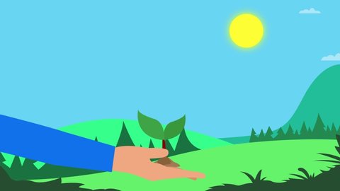 Hands Human Animation Planting Tree Seedling Stock Footage Video (100% ...