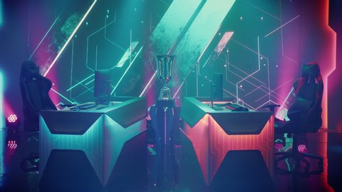 Two Person Computer Gaming Esports Championship Stock Footage Video ...