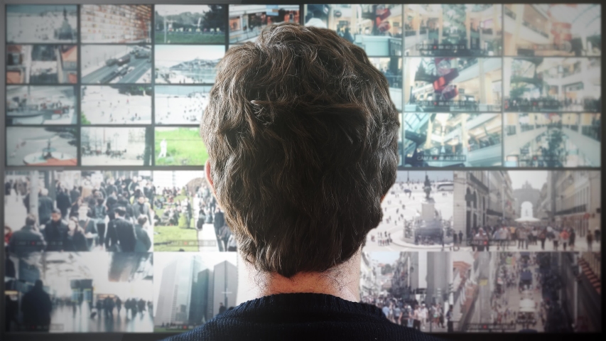 Multi Screen Surveillance Cameras Monitoring Stock Footage Video (100% ...