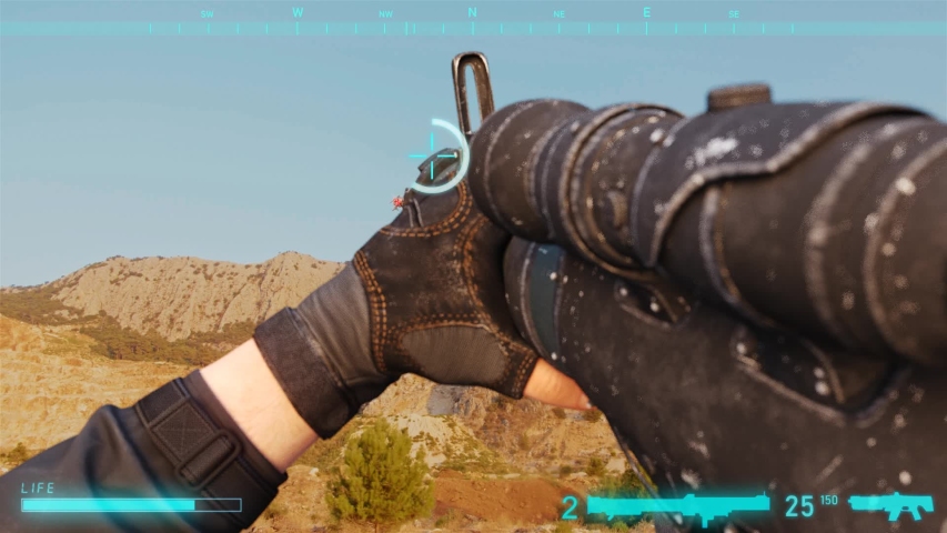 Sci-fi First Person Shooter Simulation Stock Footage Video (100% ...