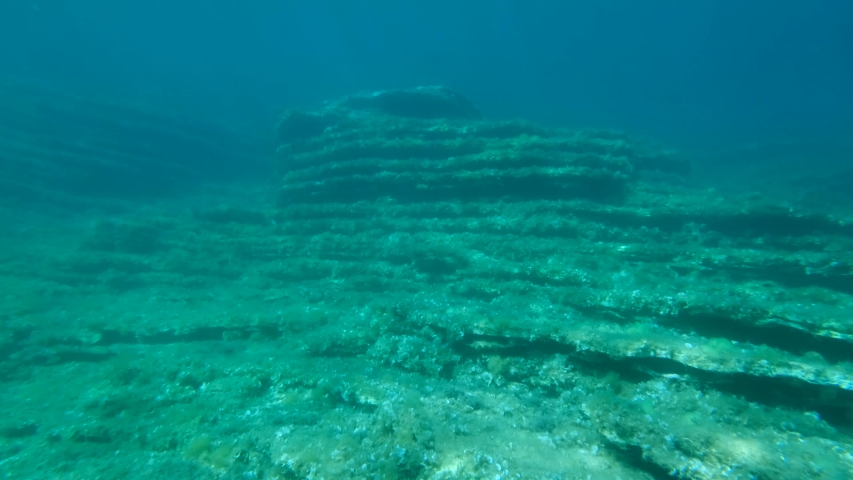 Layered Rocky Bottom Sedimentary Rocks Underwater Stock Footage Video ...
