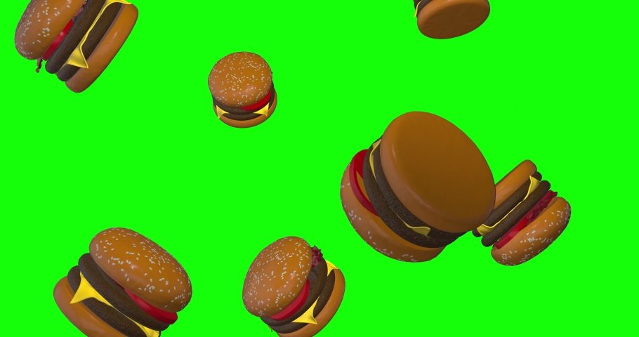 rain 3d burgers falling on green Stock Footage Video (100% Royalty-free ...