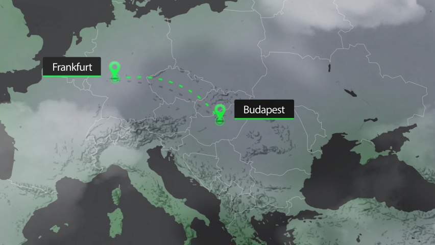 4k night flight map animation frankfurt Stock Footage Video (100% ...