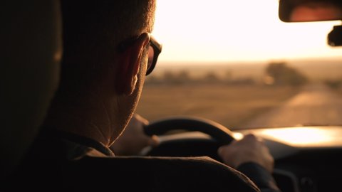 Man Driving Car Sunset Slow Motion Stock Footage Video (100% Royalty ...
