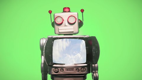 Retro Robot Spinning Head Hello Tv Stock Footage Video (100% Royalty ...