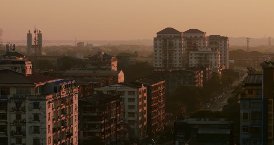 Yangon City Panoramic View from Stock Footage Video (100% Royalty-free ...