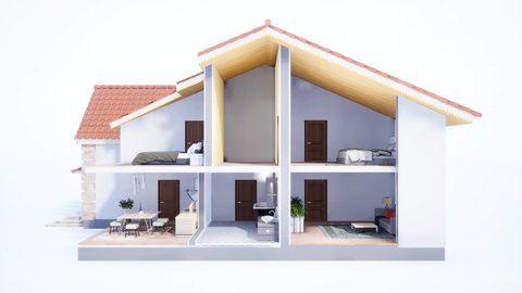 House Cross Section View On Bedroom Stock Illustration 1620191371 ...