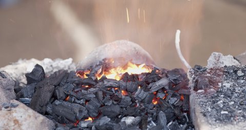 Hot Steel Fire Flames Making Knife Stock Footage Video (100% Royalty ...