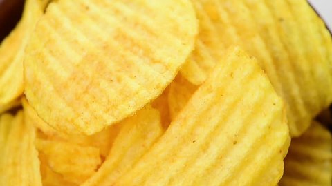 Rotating Potato Chips Macro View Food Stock Footage Video (100% Royalty ...