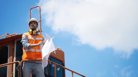 Chief Engineer Construction Worker Ordering Construction Stock Footage ...