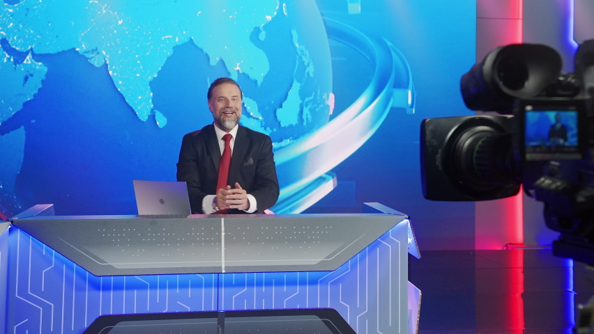 live news studio zoom on professional Stock Footage Video (100% Royalty ...