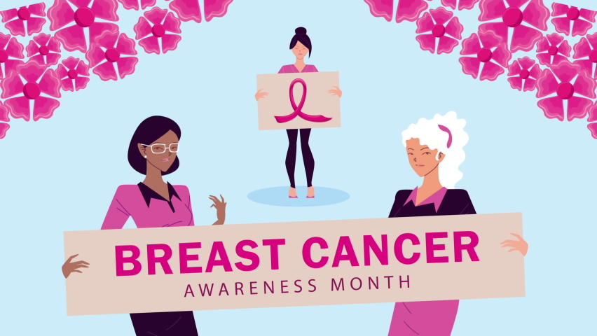 breast cancer campaign animation girls lifting Stock Footage Video (100 ...