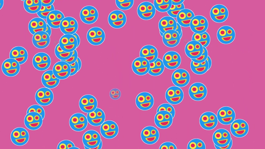 Emoticon with party horn and hat, celebrating. Animated falling emojis ...