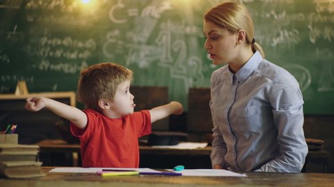 Elementary School Teacher Child Having Fun Stock Footage Video (100% ...