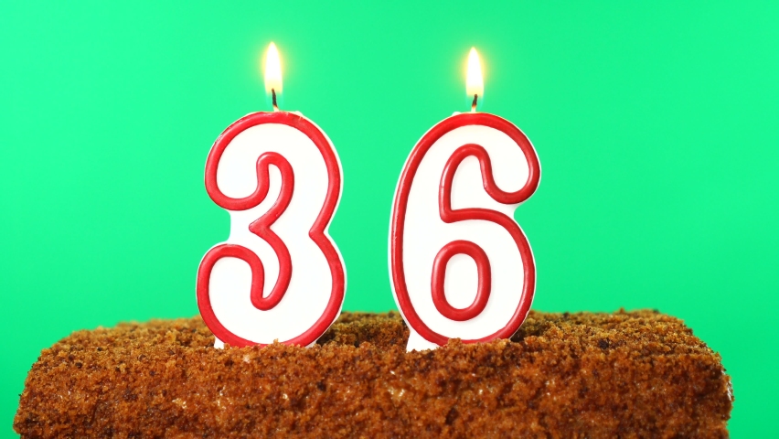 cake number 36 lighted candle chroma Stock Footage Video (100% Royalty ...