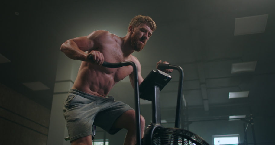 Fitness Man On Bicycle Doing Stock Footage Video (100% Royalty-free ...