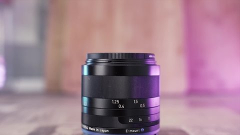 Closeup Side View Professional Camera Lens Stock Footage Video (100% ...