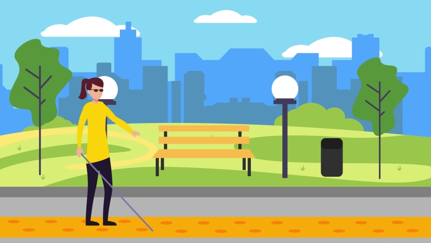 blind woman animation using cane while Stock Footage Video (100% ...