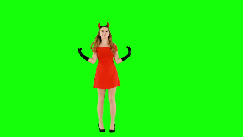 attractive teen devil costume dancing slowly Stock Footage Video (100% ...