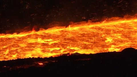 Stream Molten Metal Flows River Stock Footage Video (100% Royalty-free ...