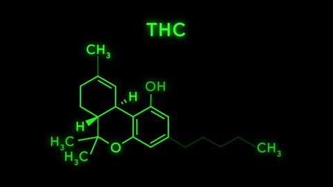 Thc Tetrahydrocannabinol Molecule Structure Symbol Neon Stock Footage ...
