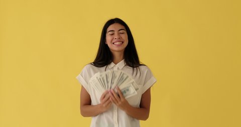 Rich Woman Waving Fan Cash Dollar Stock Footage Video (100% Royalty ...