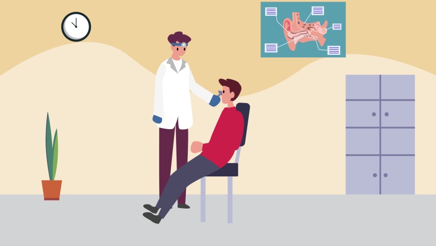 Male Doctor Animation Using Otoscope While Stock Footage Video (100% ...
